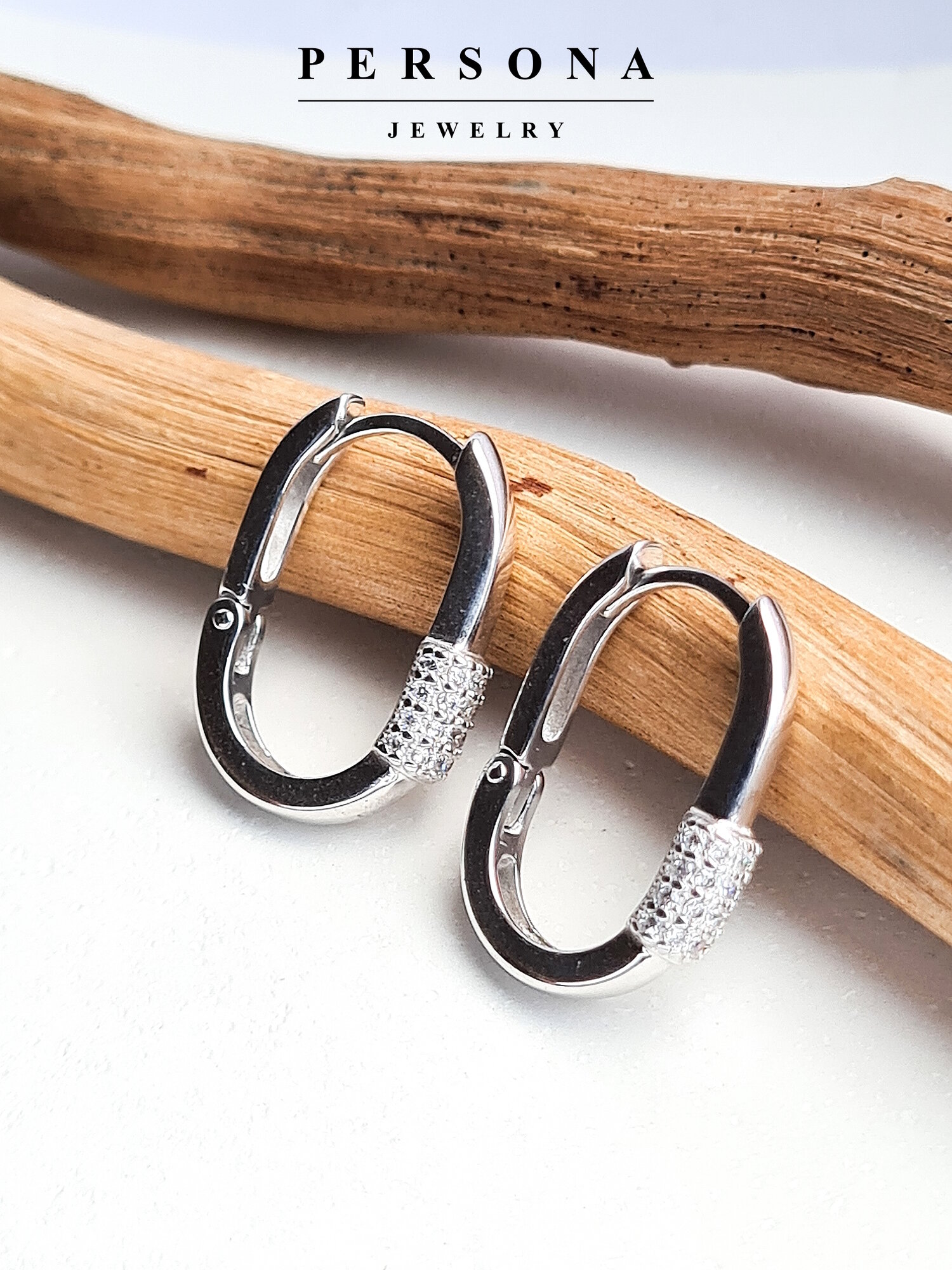 Серьги конго, серебро, 925 проба, родирование, фианит