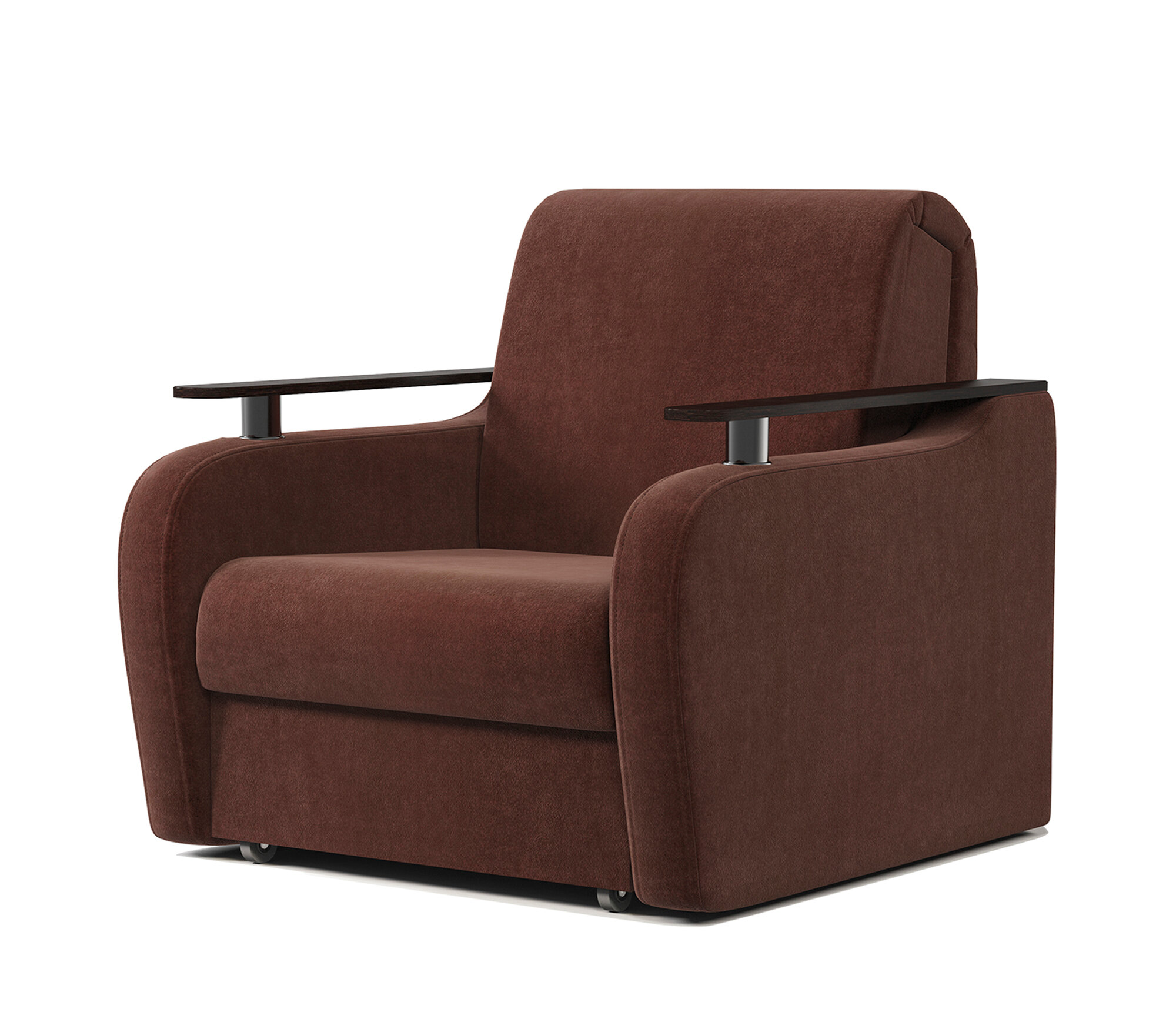 Кресло-кровать Шарм-Дизайн Гранд Д 60х194 см, аккордеон, раскладное кресло, с ящиком для белья, велюр Дрим шоколад