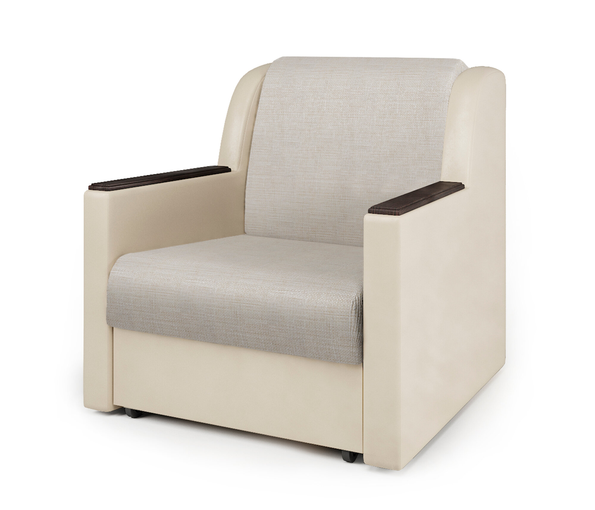 Кресло-кровать Шарм-Дизайн Аккорд Д 60х194 см, аккордеон, раскладное кресло, экокожа бежевый и шенилл бежевый