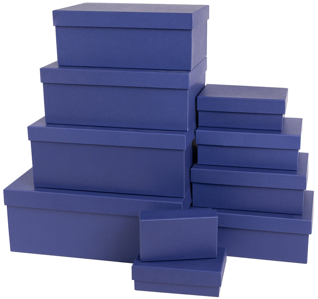 Набор коробок подарочных Дон Баллон картонных, темно-синий, 30х20х13 см, 10 шт