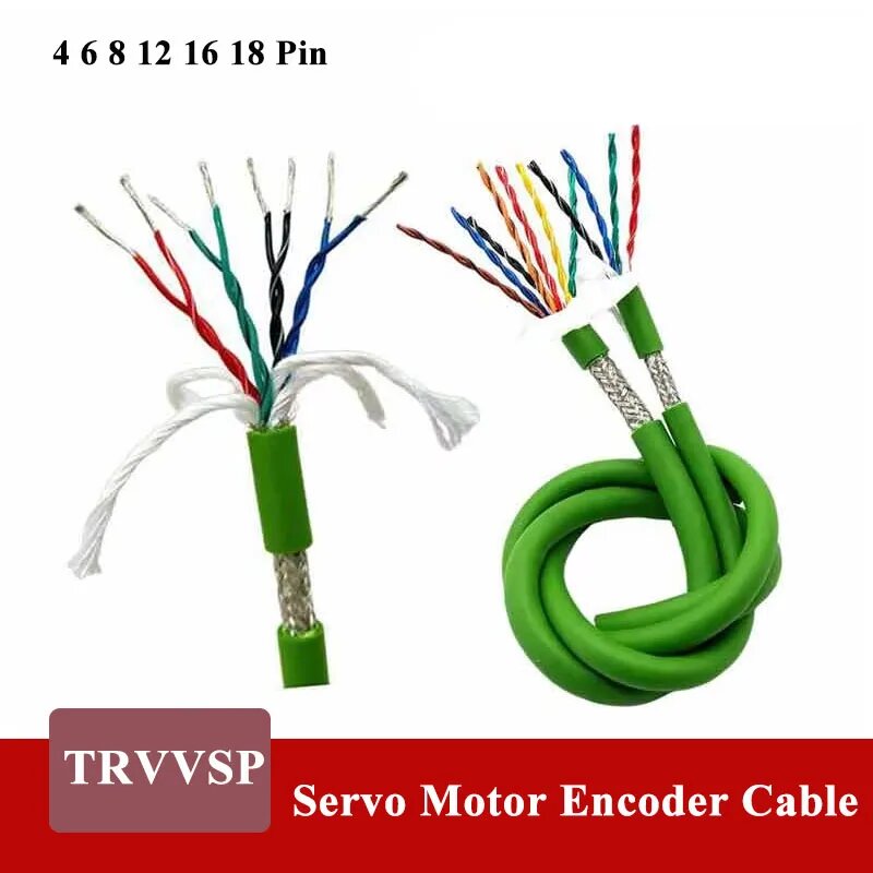 TRVVSP Кабель энкодера серводвигателя 4 6 8 12 16 18-контактный 1 м 18П