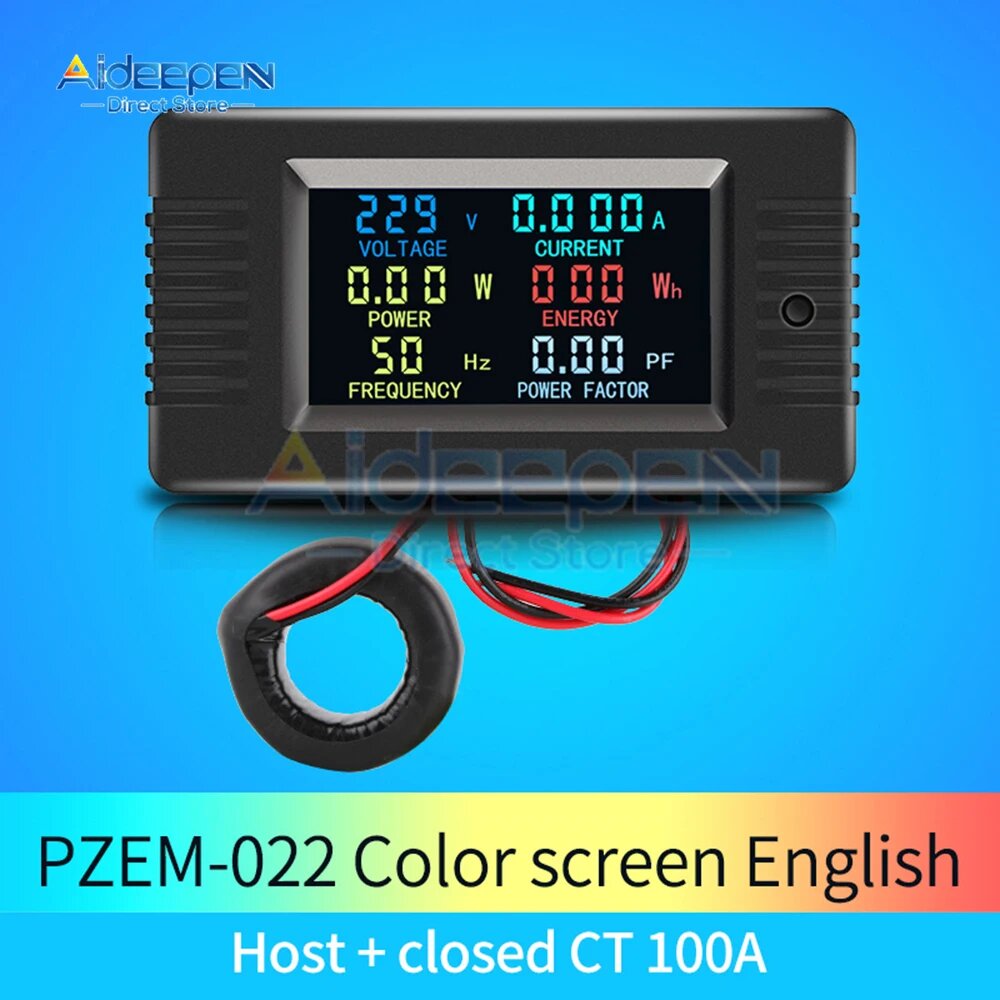 PZEM-022 Вольтметр Амперметр AC 80-260 В Измеритель энергии Цифровой ваттметр переменного тока Измеритель электроэнергии 0-100A 2200 Вт Детектор мощности
