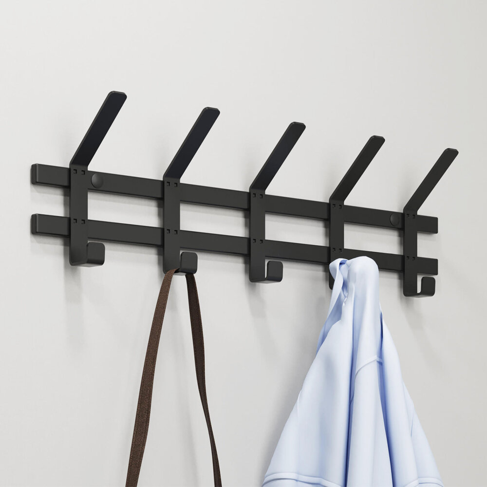 Вешалка настенная 'Торонто 5', черная, металлическая, для прихожей, 5 крючков
