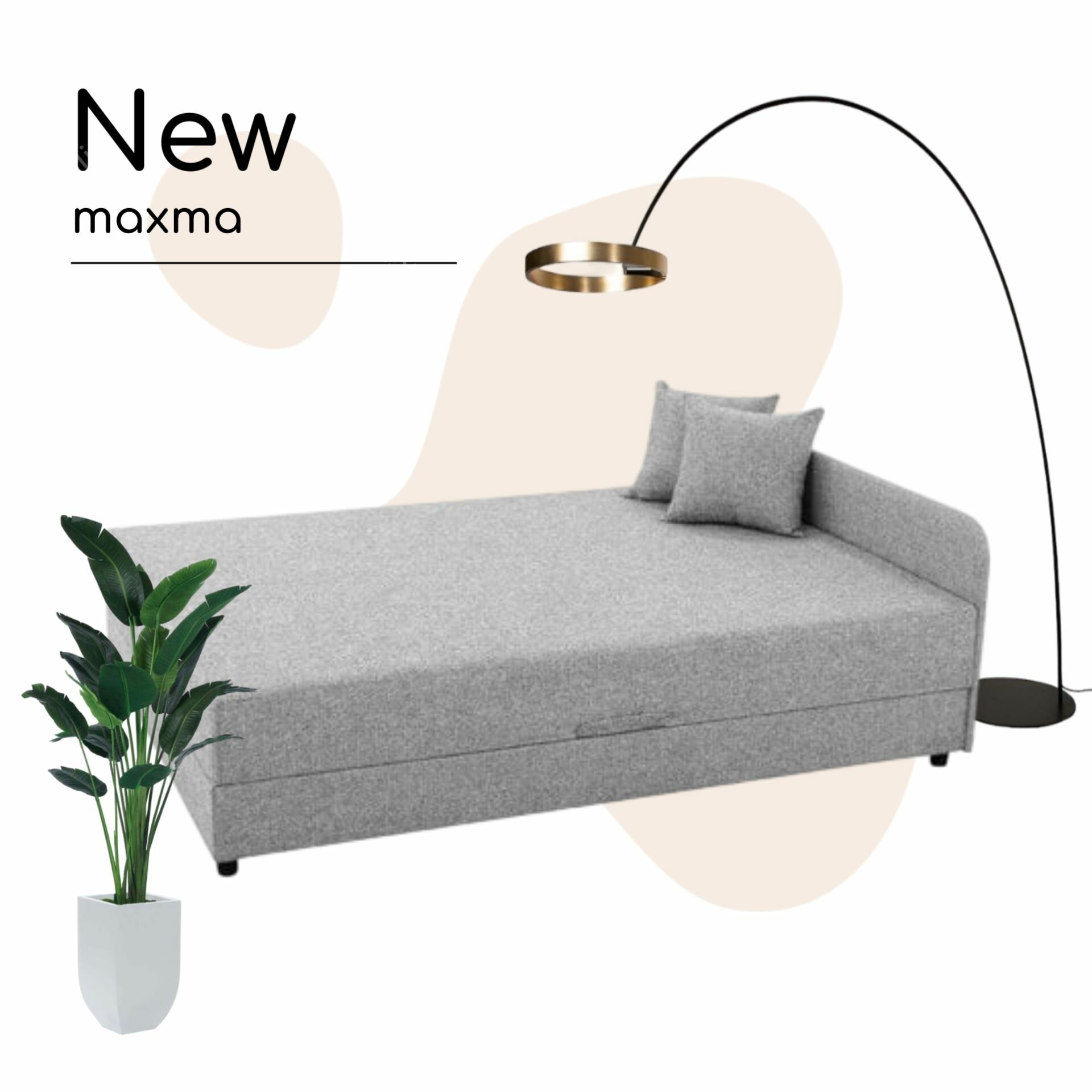 Тахта с подъемным механизмом New серая рогожка на независимом пружинном блоке (сп. м. 160 см х 190 см)