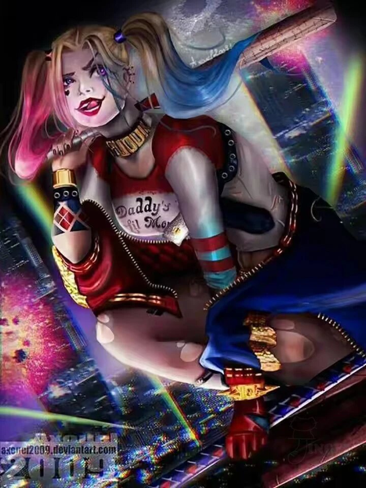 Алмазная мозаика на подрамнике "Харли Квинн" круглые бриллианты 40х50см