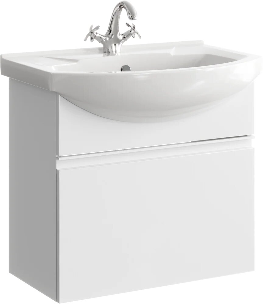 Тумба под раковину без столешницы Aqwella Rodos 65 подвесная, белая, глянцевая, тумба для ванной, с ящиками, с доводчиками