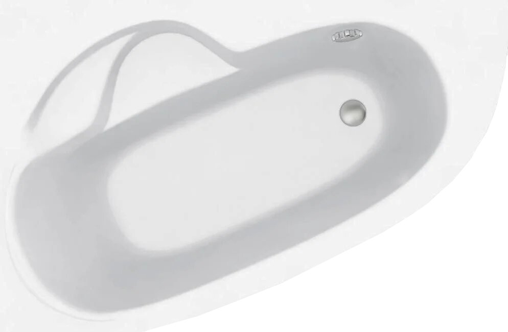 Акриловая ванна Lavinia Boho Bell Pro L 160x105, с каркасом, угловая, левая, пристенная, встраиваемая, белая, глянцевая, асимметричная, с сиденьем