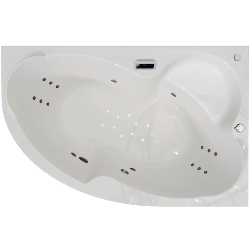 Акриловая ванна Radomir Ирма Люкс 149x96, с каркасом, с экраном, угловая, правая, пристенная, белая, глянцевая, асимметричная, с сиденьем, с гидромассажем, антискользящее покрытие