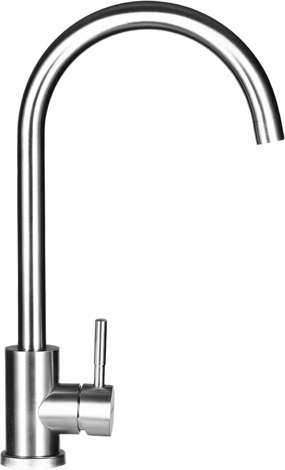 Смеситель для кухни Wisent W4998-3 с поворотным изливом, матовый, глянцевый, однорычажный, сатин, нержавеющая сталь, с керамическим картриджем