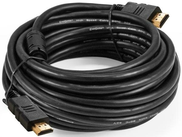Кабель HDMI ExeGate EX-CC-HDMI2-7.5F (19M/19M, v2.0, 7,5м, 4K UHD, Ethernet, ферритовые кольца, позолоченные контакты)
