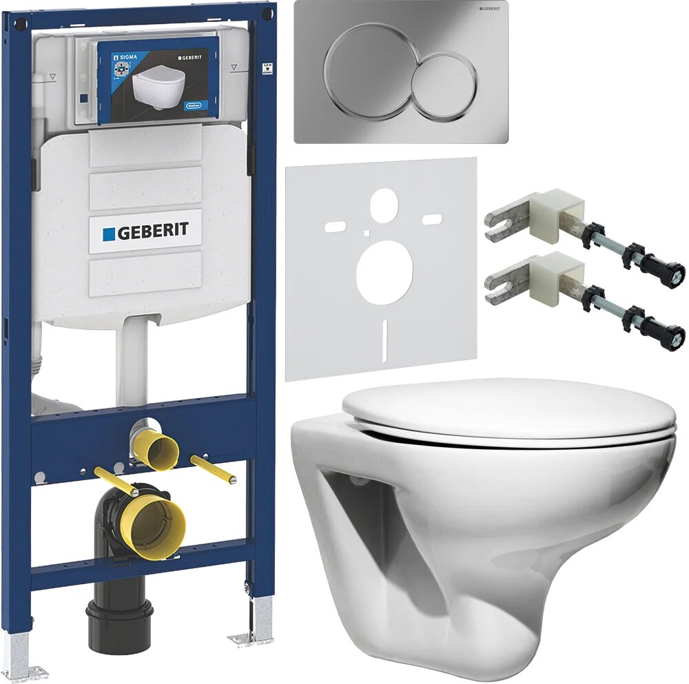 Комплект Унитаз подвесной Roca Mateo 346200000 / Крышка с микролифтом, петли хром / Инсталляция Geberit Duofix UP 320 111.300.00.5, Кнопка Sigma хром, Крепления к стене, Шумоизоляция