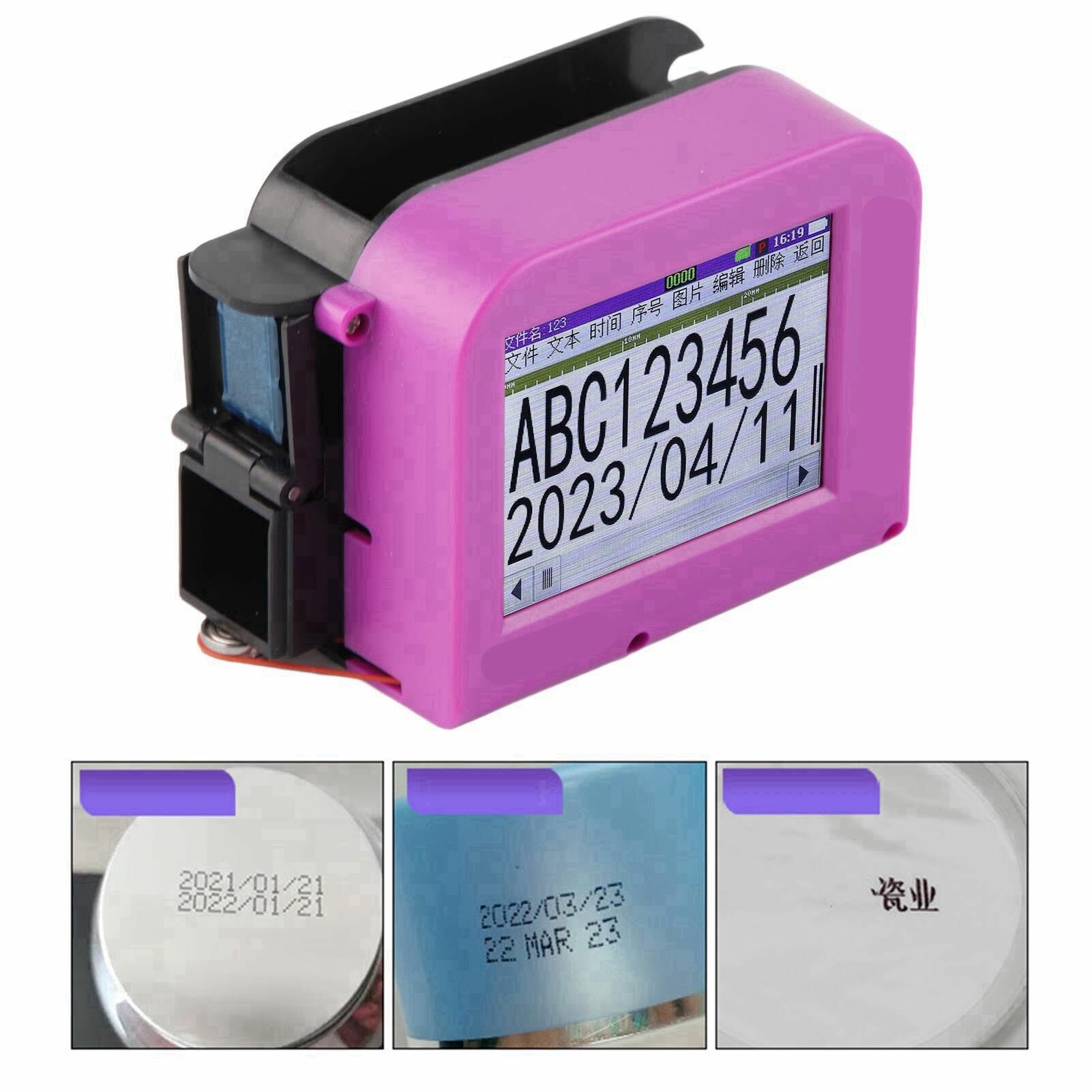 Ручной струйный принтер Портативный струйный кодер со светодиодным сенсорным экраном и логотипом, этикеткой с датой, 100 240 В, без картриджа