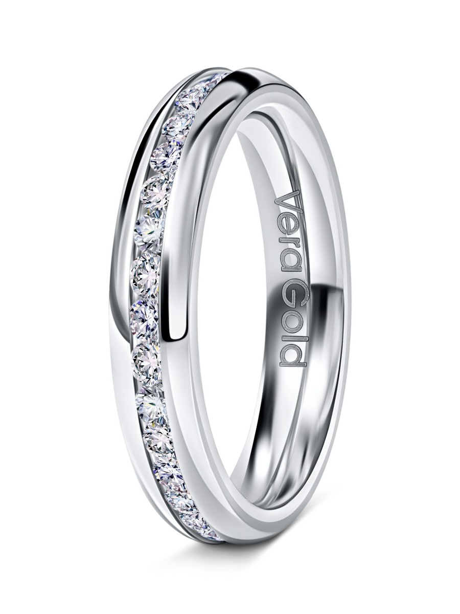 Кольцо обручальное, циркон