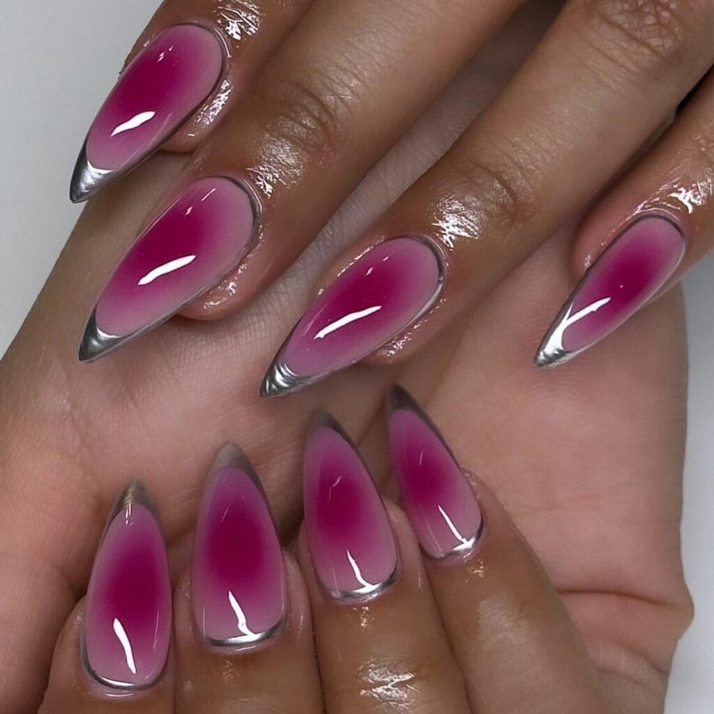 Миндальный Пресс на Ноготь Средний Накладной Ноготь с Розово-Красным Полным Покрытием Искусственный Ноготь Глянцевая Наклеечка на Ноготь для Женщин 24шт