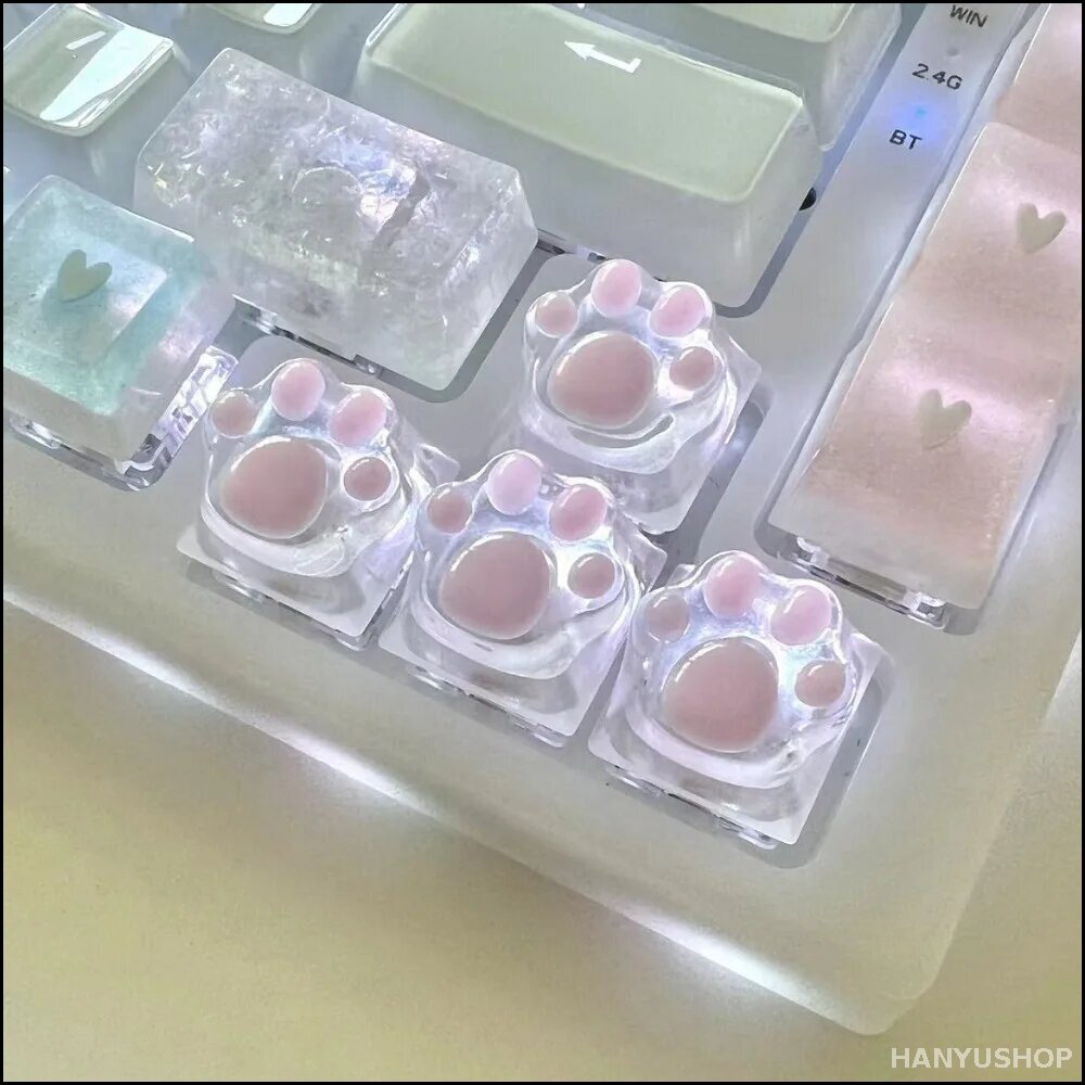 Розовые синие колпачки для клавиш кошачья лапка механическая клавиатура, Pink-1pcs