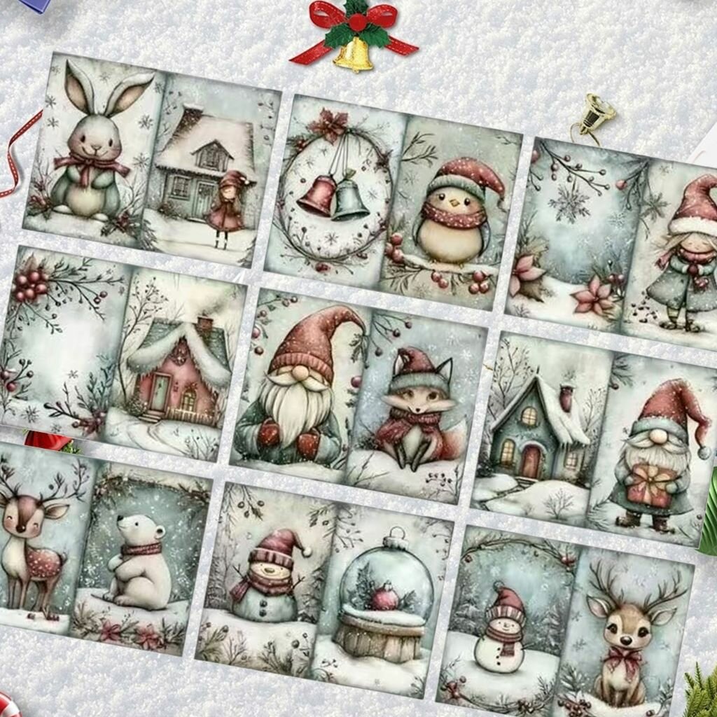20 листов, рождественская открытка со снежными Гномами, поздравительная