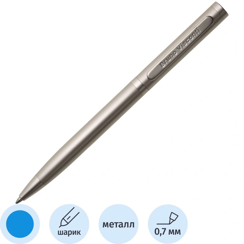 Ручка шариковая BV FIRENZE 1мм син кор шамп, тубус прямоуг черн 20-0303/03