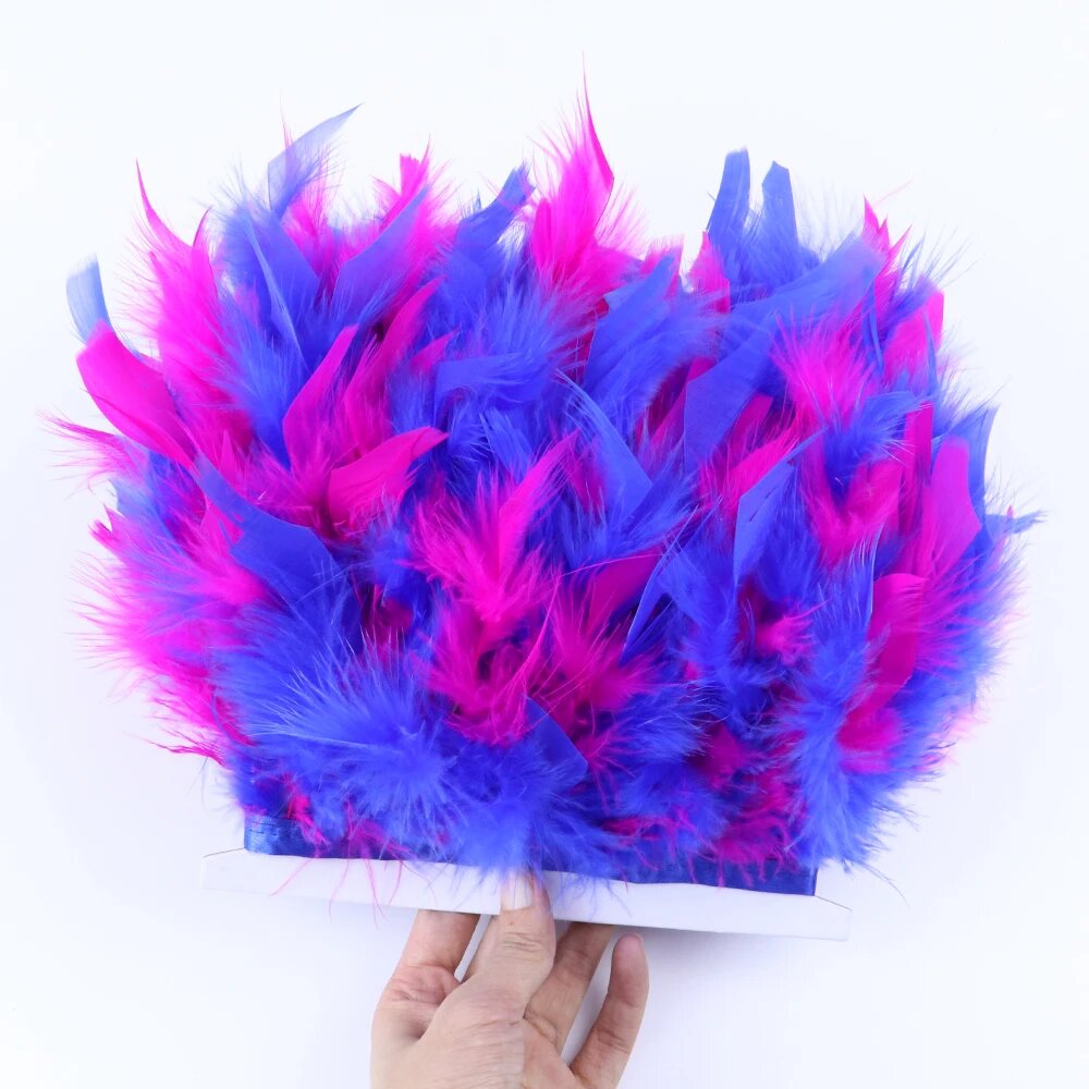 Лента бахрома из перьев индейки 1 метр Синий, color 6