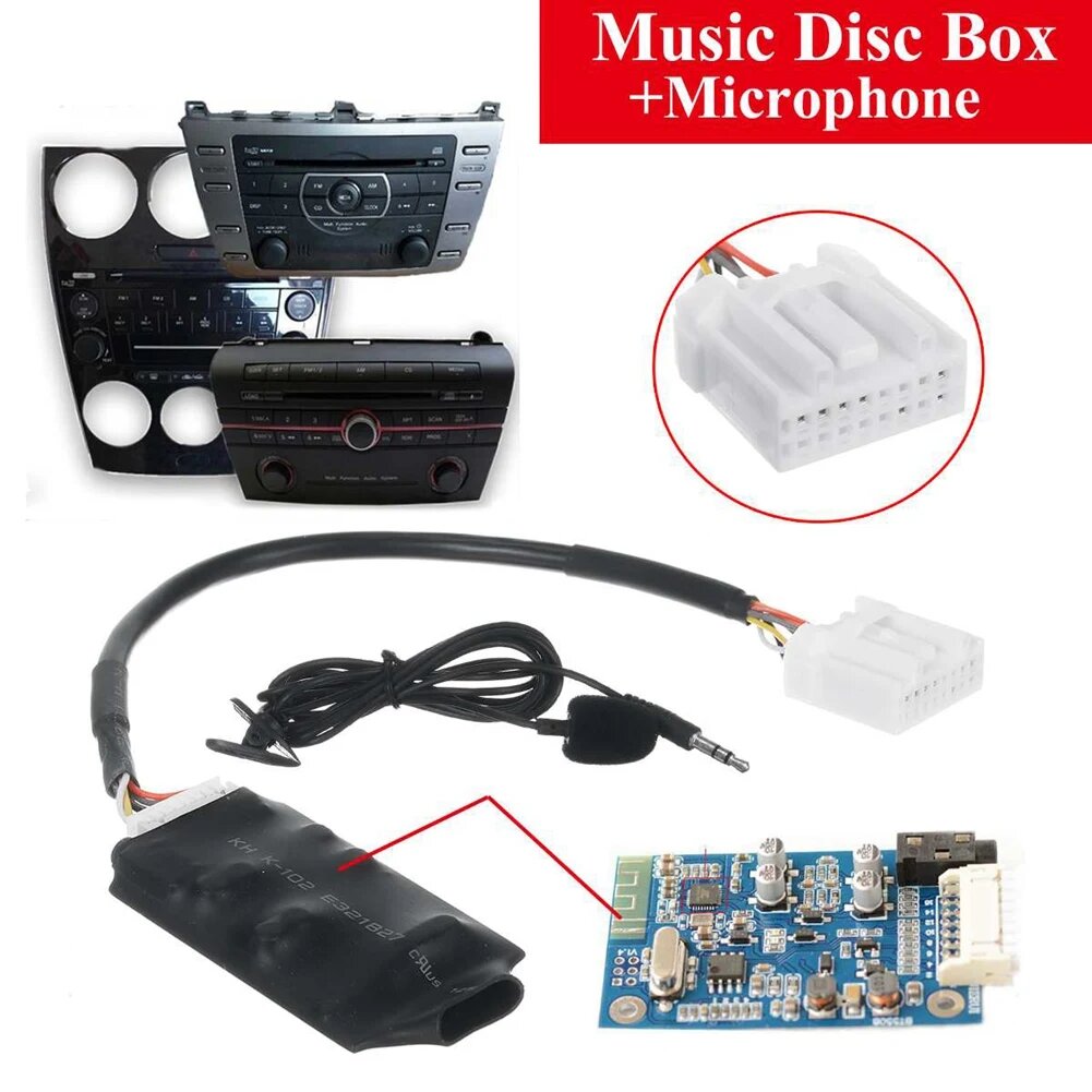 Bluetooth 5,0 автомобильный Aux-кабель, микрофон, адаптер громкой связи для Mazda M2 M3 M5 M6