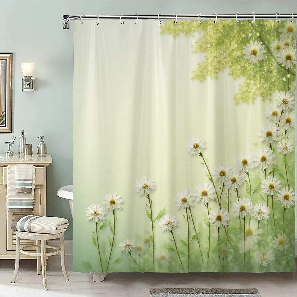 Штора Для Ванной Тканевая, Высота 180 См, Ширина 180 См, Высота 200 См, Ширина 200 См, усиленные Крючки, 12 Штук