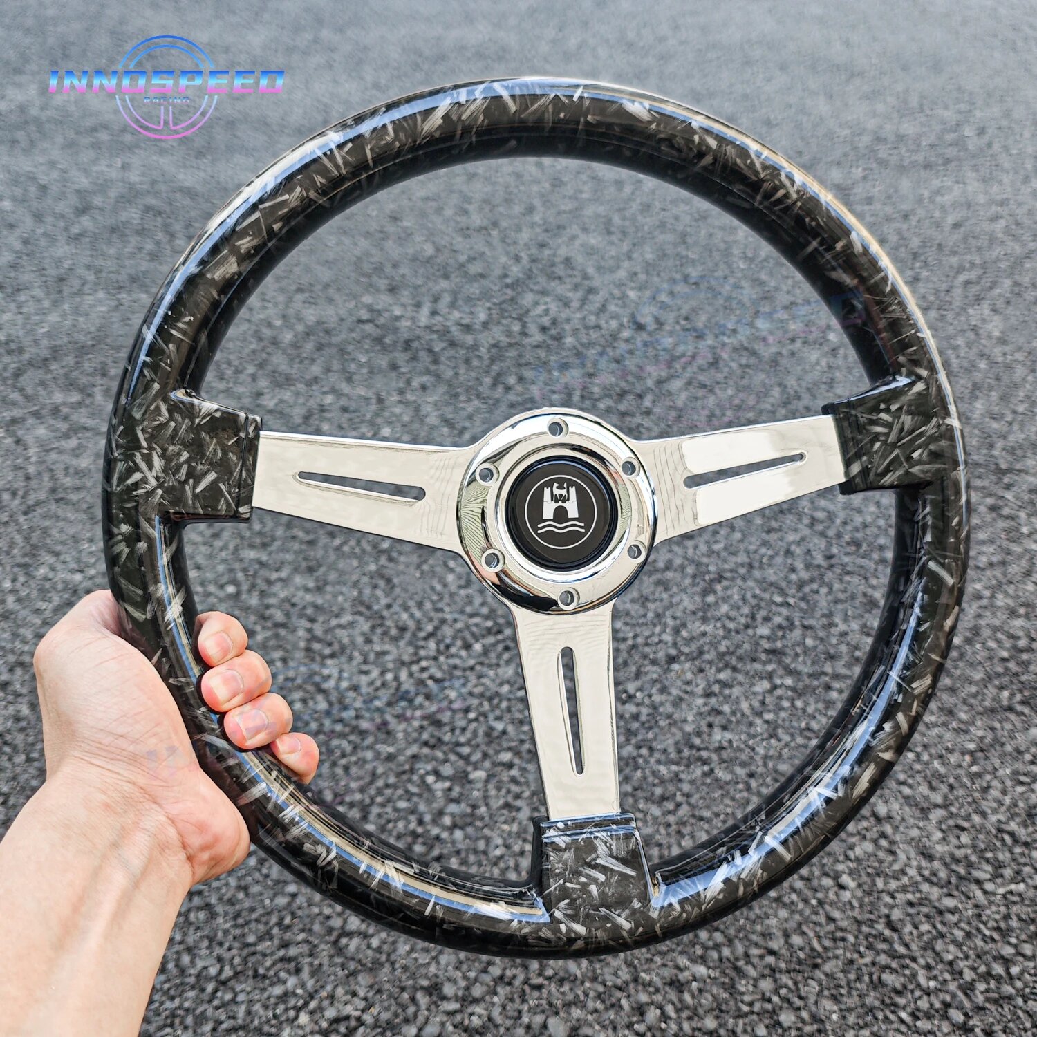 SIBEIKE 14-дюймовый гоночный спортивный руль JDM с мраморным узором, модифицированный руль для SIM-гоночных игр, A