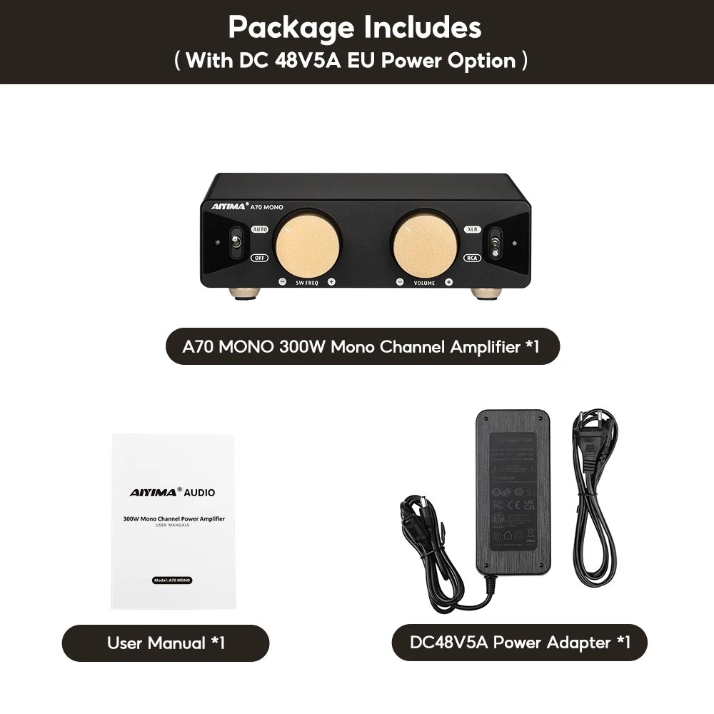 Aiyima A70 MONO Усилитель мощности 300 Вт, A70 MONO with EU