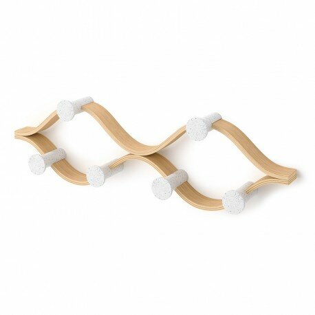 Вешалка настенная montage, 6 крючков, натуральное дерево/белая