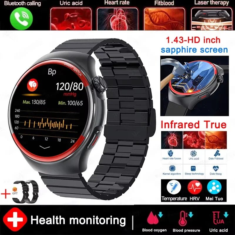 Smart Watch 2025 HRV ECG для мужчин и женщин Black Steel B 2A