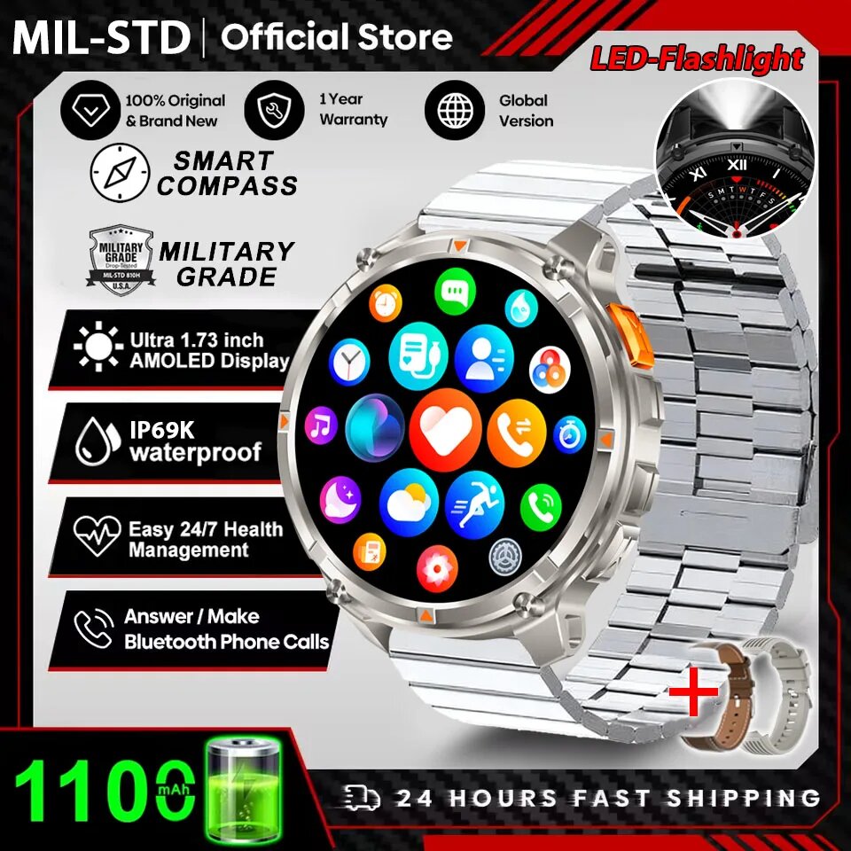 T-Rex3 Pro Military Умные часы Silver steel strip A