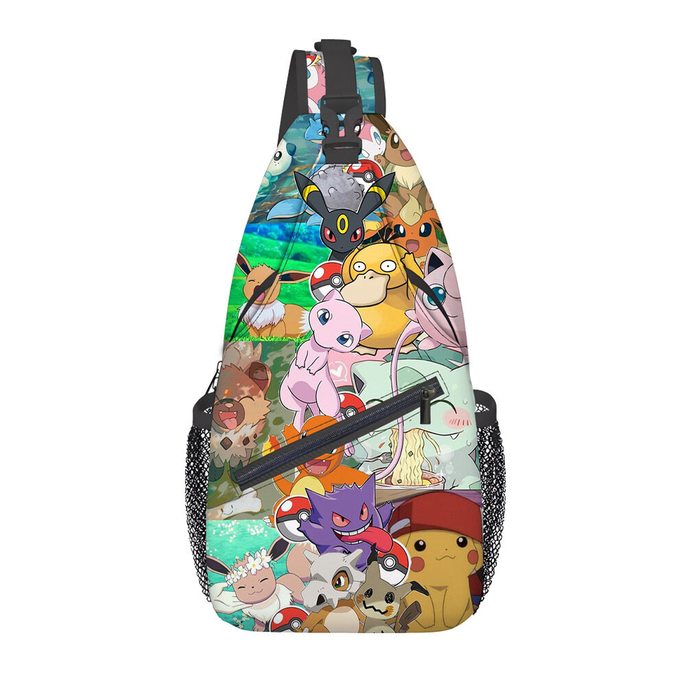 Нагрудная сумка Пикачу для мужчин и женщин, сумка через плечо, сундук из ткани Оксфорд, небольшая сумка через плечо для спорта и отдыха, рюкзак, мужская сумка