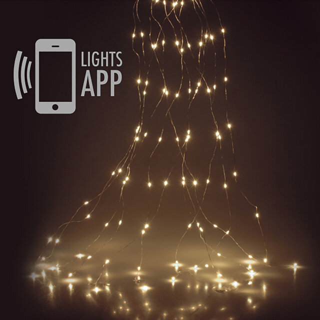 Гирлянда Лучи Росы 10*2 м, 200 теплых белых мини LED ламп, управление с телефона, серебряная проволока, IP44, Koopman, AX8718800