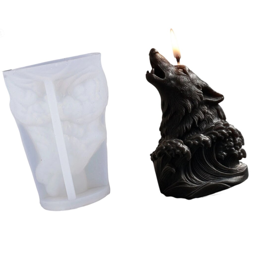 Силиконовая форма для ароматической свечи в форме волны с волнистой головой волка