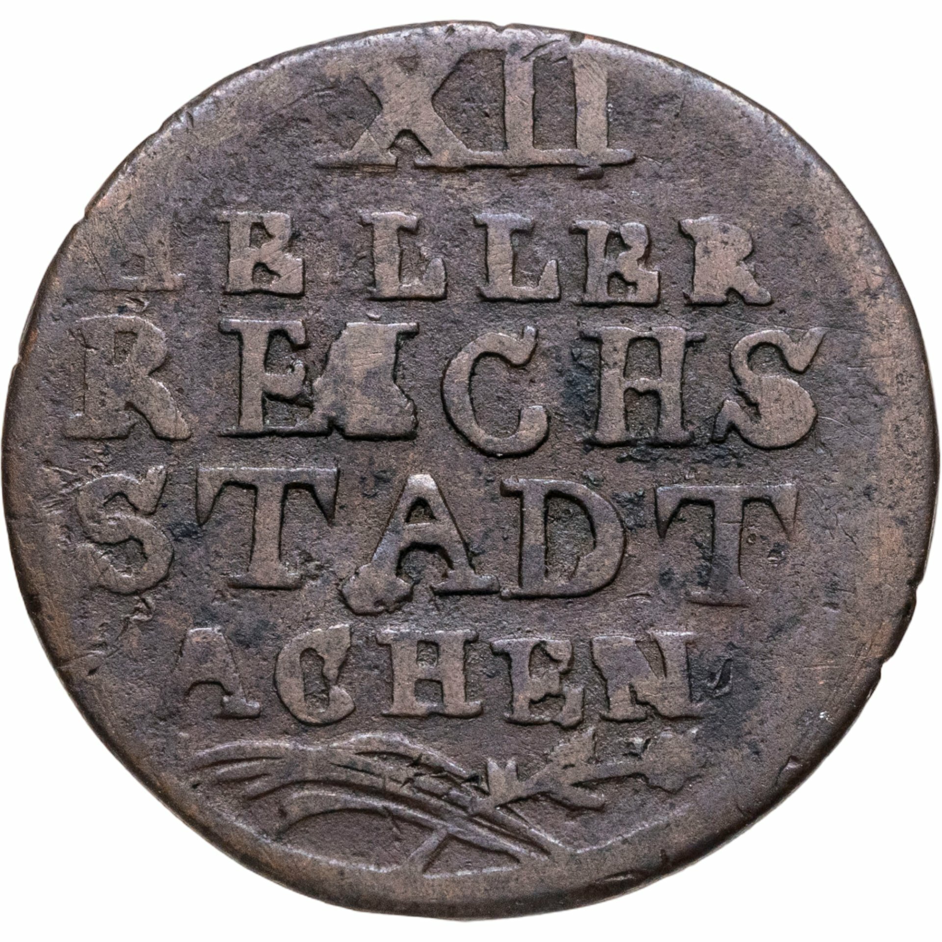 Ахен 12 геллеров 1798, Бронза, в сохранности F-VF