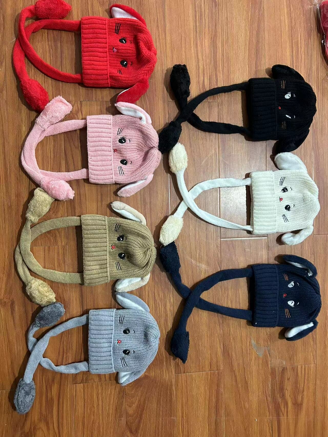 Шапка Пикачу, уши будут двигаться, когда вы их ущипнете, теплая шерстяная шапка, детская вязаная шапка с защитой ушей, шапка с кроликом из интернет-знаменитости, мультяшная