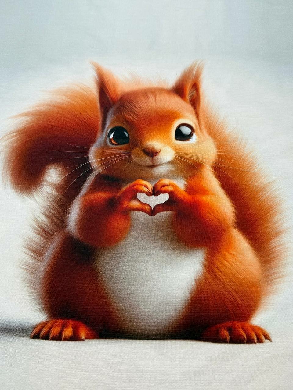 Ткань Футер 2-х нитка с диджитальным принтом Белка 60х65 / передняя полочка