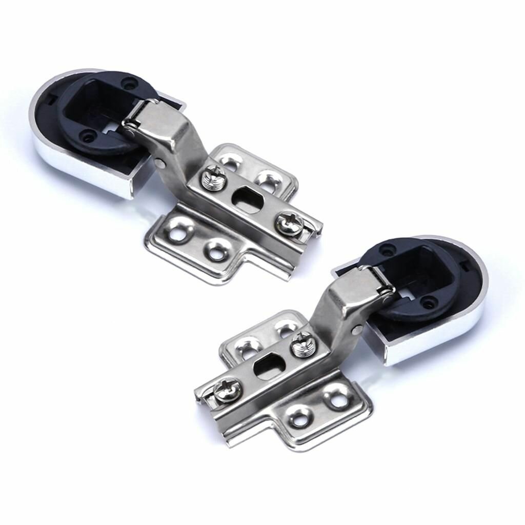 2 шт. Петли для стеклянных дверей кухонного шкафа, фурнитура для домашнего винного шкафа, - Большой поворот без ков