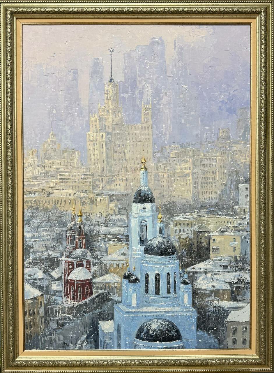Картина маслом "Московский диалог времен", городской пейзаж, 100х70 см. Автор Дубровин Игорь