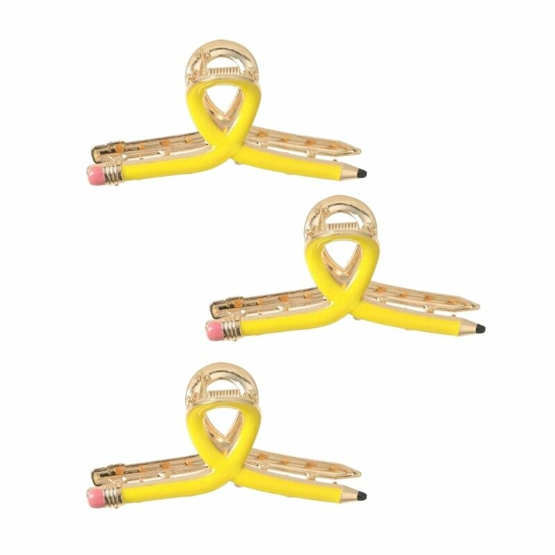 Имитирующий металлический захват для карандашей 3 шт-желтый