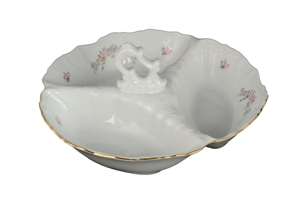 Менажница 23 см (540 мл); "Bernadotte", декор "Дикая роза, отводка золото", Thun/ БТФ1499