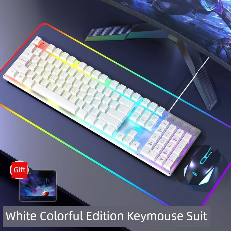 Комплект клавиатуры и мыши TPV AOC KB121, проводной, с механическим ощущением, для игр и офиса, с подсветкой,