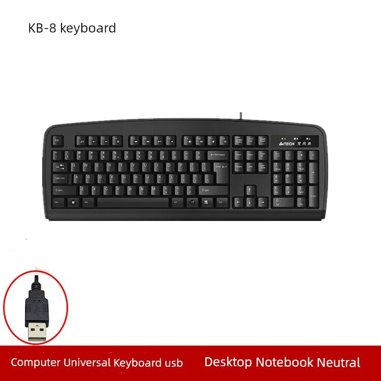 Водонепроницаемая проводная клавиатура A4TECH KB-8USB для офиса и дома, для настольных и портативных компьютеров