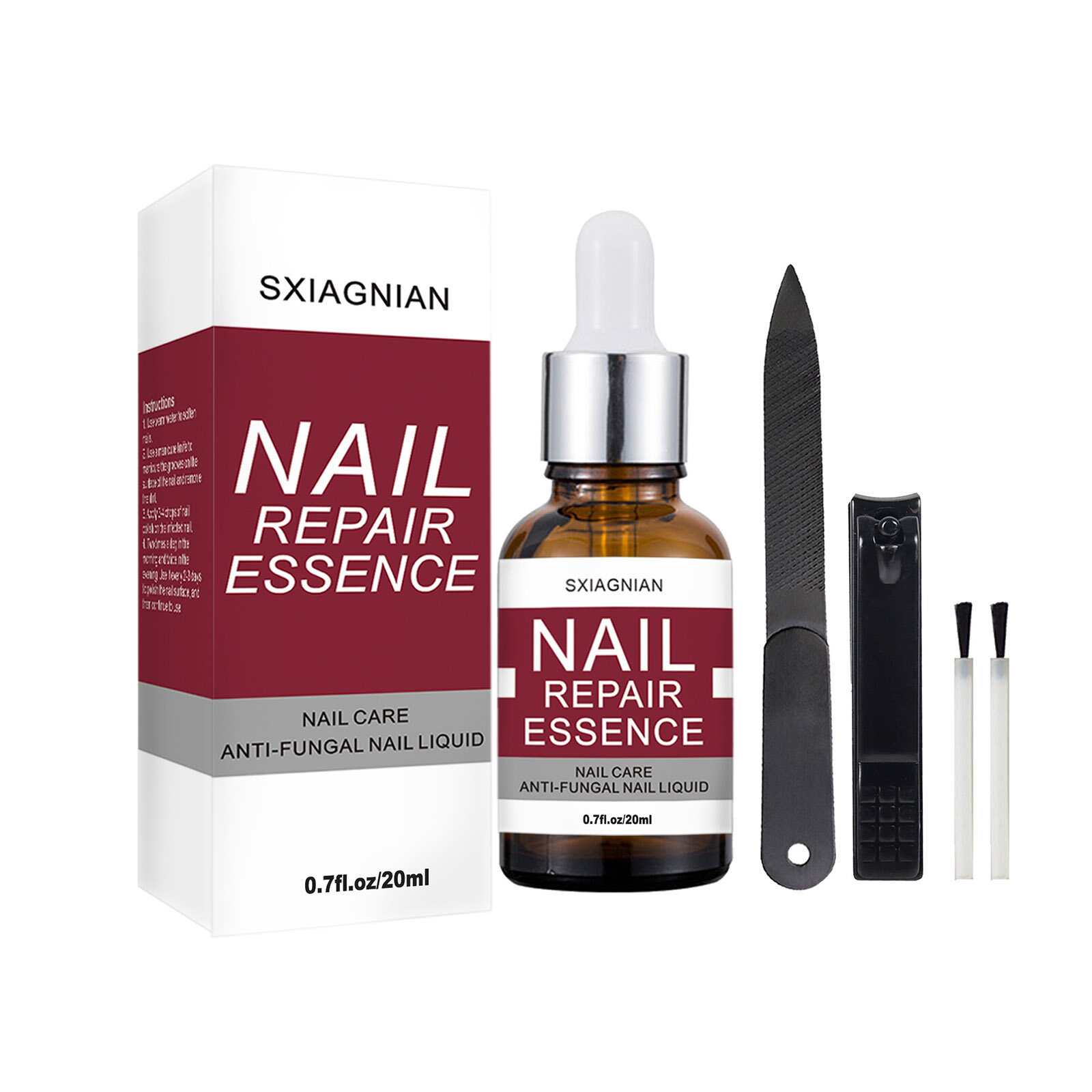 Сыворотка для восстановления ногтей 20мл для слабых и поврежденных ногтей, укрепляющая, ежедневная обработка ногтей, набор: 1 флакон с раствором для восстановления ногтей, 1 пилочка для ногтей, 1 ножницы для ногтей