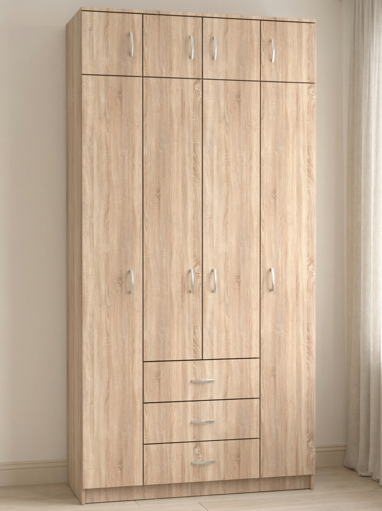 Шкаф четырехстворчатый распашной Шелли-31А с антресолью, ШхГхВ: 120х50х240 см