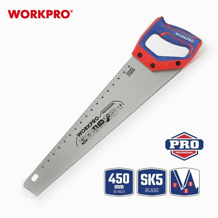 Ножовка по дереву 450мм,(18") 7TPI, SK-5 WORKPRO