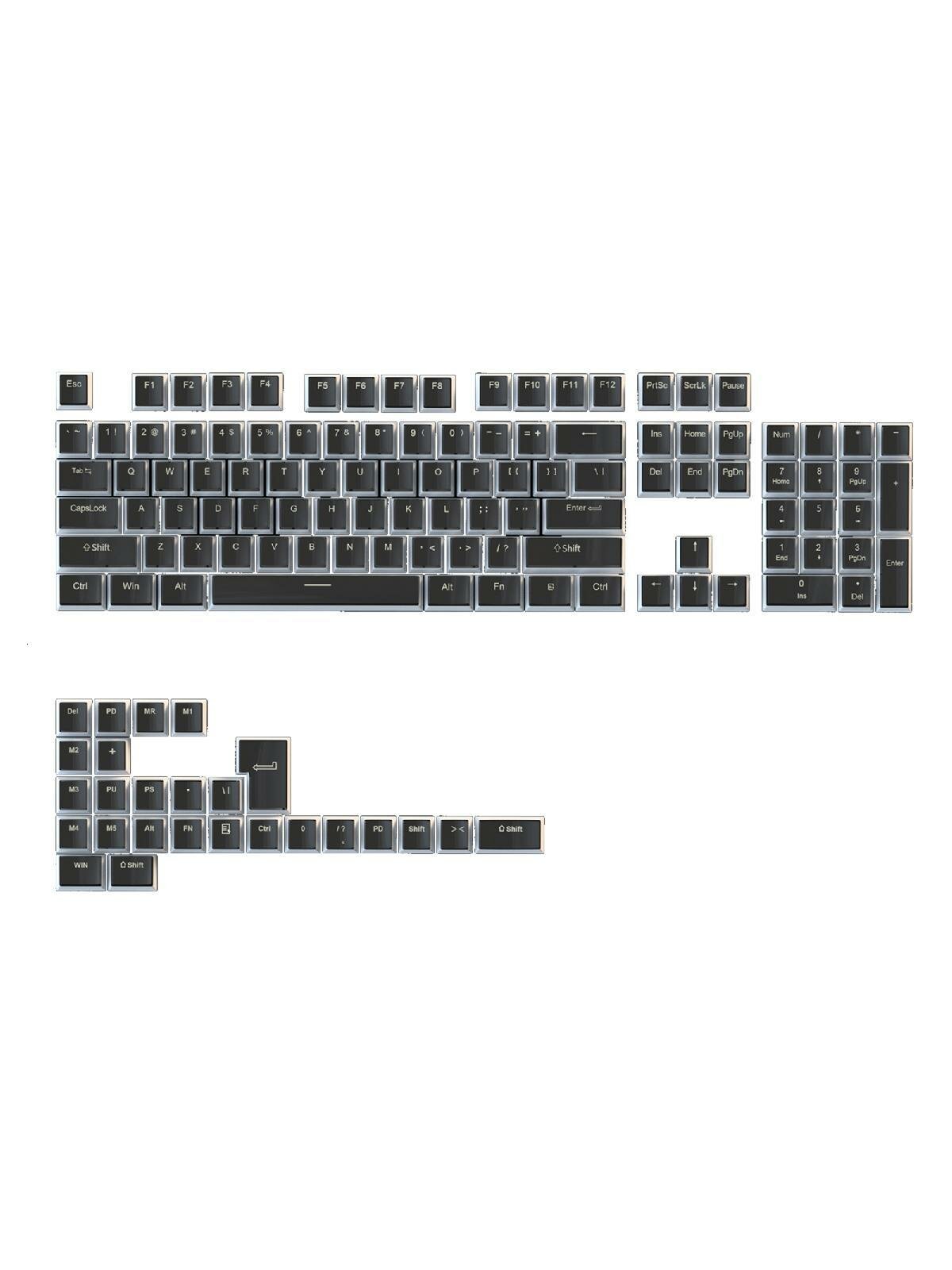 130-клавишная клавиатура OEM высотой Double-layer pudding keycaps - черная