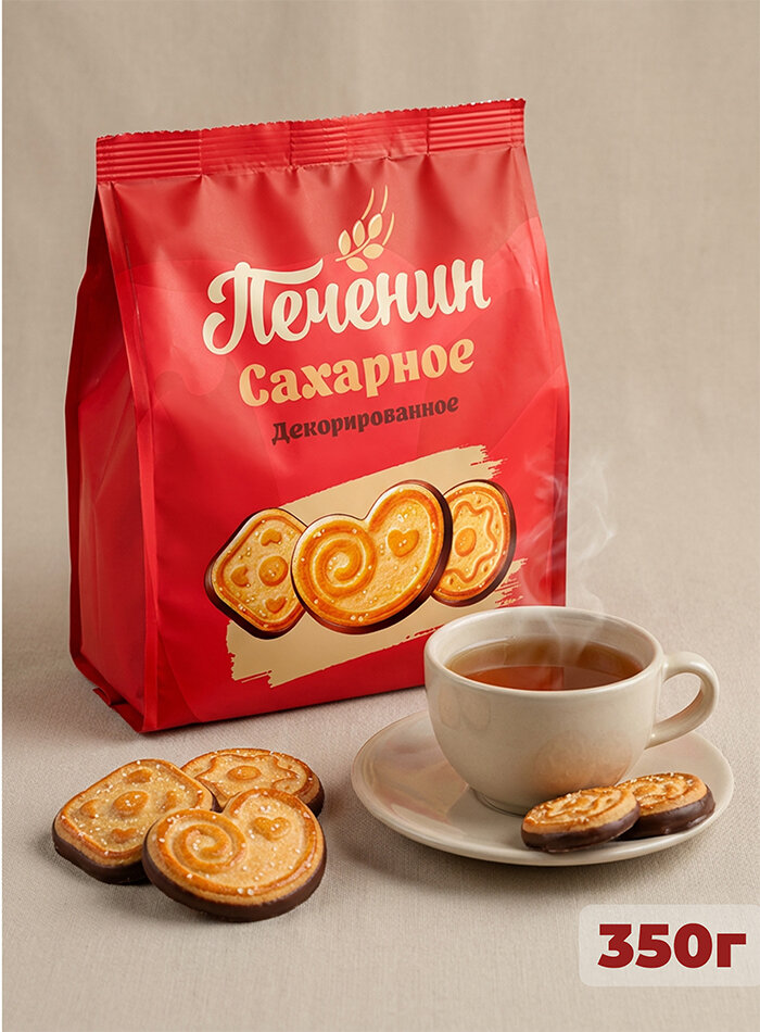 Печенье с сахарной посыпкой и глазурью 350г