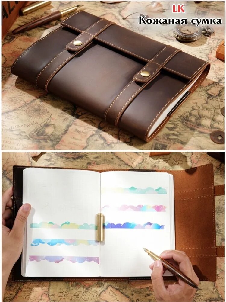 Обложка из натуральной кожи для блокнота, ежедневника, книги А5