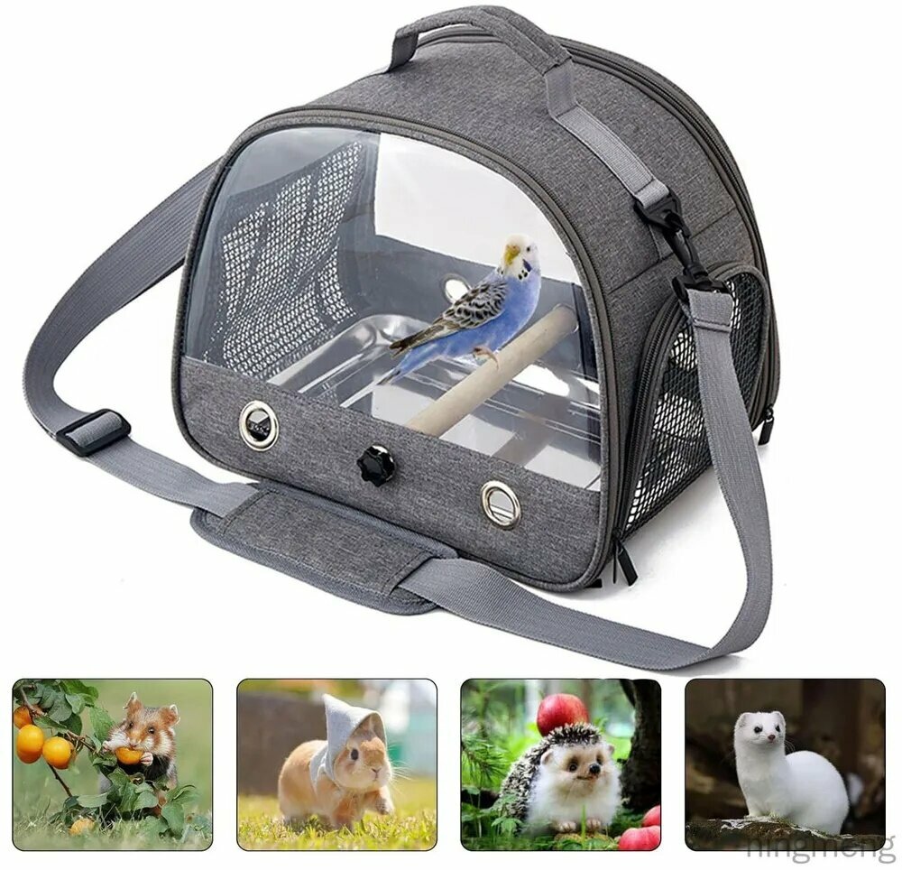 Уличная клетка для попугаев с жердочкой и поддоном, сумка переноска для птиц и грызунов, для крыс, хомяков, шиншилл, морских свинок, мини-кроликов.