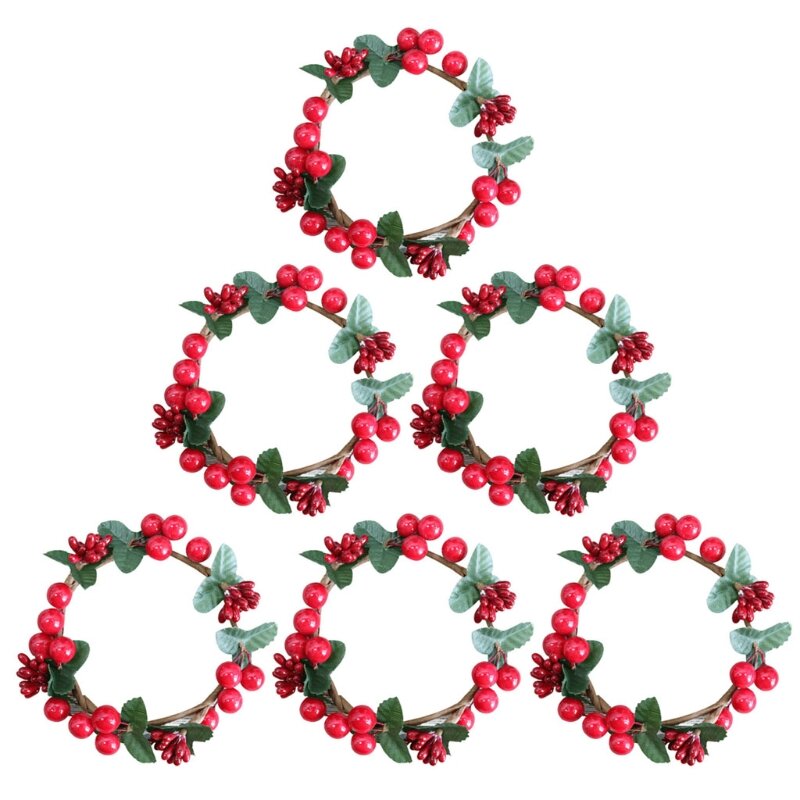 Рождественский Подсвечник с Ягодным Венком, Свечное Кольцо, Стеклянный Подсвечник Tealight, Декоративный для Домашней Свадебной Гостиной