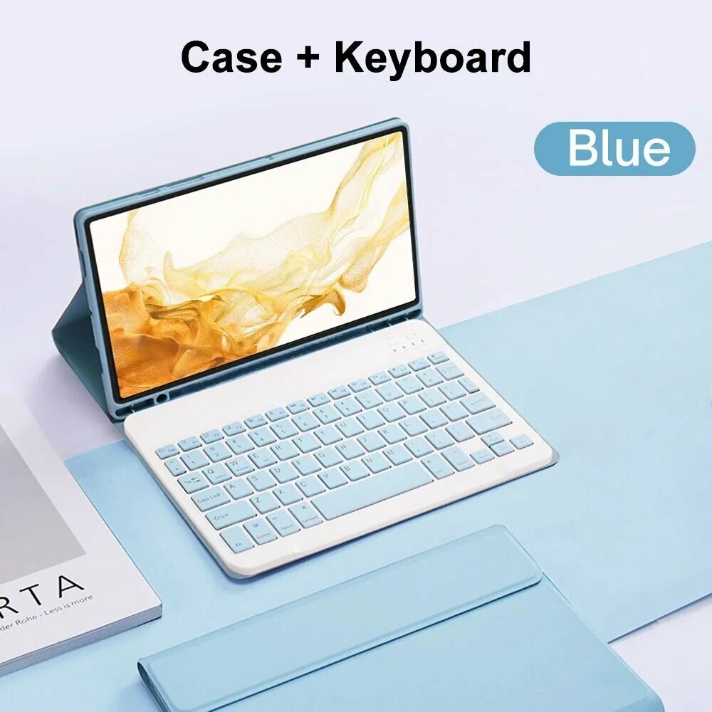Чехол для Samsung Galaxy Tab S8 11 дюймов (SM-X700N/X706N) Galaxy Tab S7 11 дюймов (SM-T870/T875/T878U) со съемной русской клавиатурой Bluetooth.